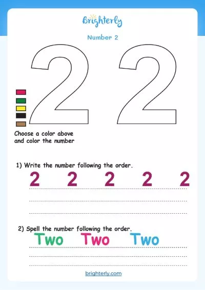 Free Printable Number 2 (Two) Worksheets for Kids [PDFs] Brighterly.com