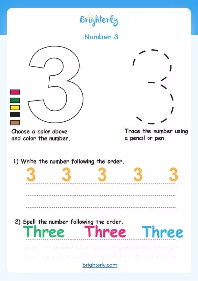 Free Printable Number 3 (Three) Worksheets for Kids [PDFs] Brighterly