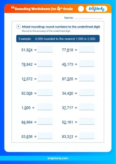 Get Free Rounding Worksheets for the 4th Grade at Brighterly