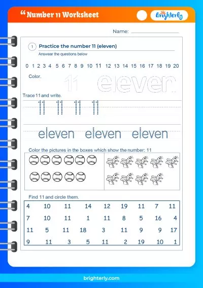 Free Printable Number 11 (Eleven) Worksheets for Kids [PDFs]
