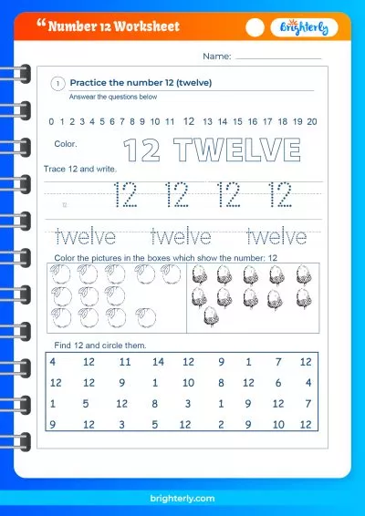 Free Printable Number 12 (Twelve) Worksheets for Kids [PDFs]