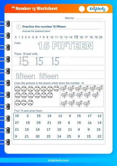 Free Printable Number 15 (Fifteen) Worksheets for Kids [PDFs]