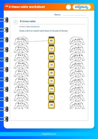 Free 8 Times Tables Worksheets for Kids [PDFs] Brighterly.com