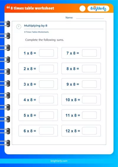 Free 8 Times Tables Worksheets for Kids [PDFs] Brighterly.com