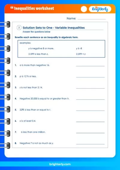 Free Printable 7th Grade Inequalities Worksheets [PDFs] Brighterly
