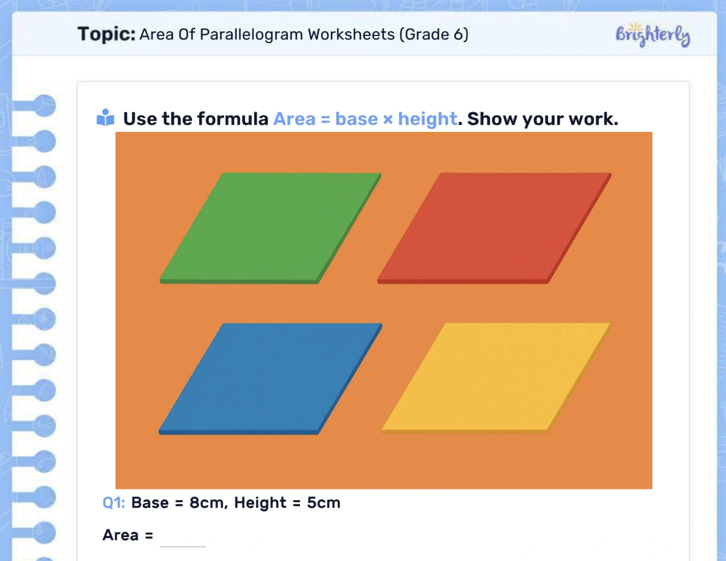 Free Area Of Parallelogram Worksheets for Kids [PDFs] Brighterly