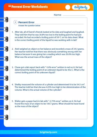 Free Printable Percent Error Worksheets [PDFs] Brighterly