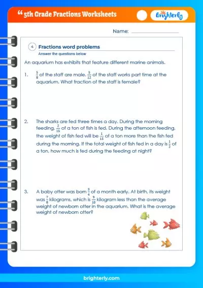 FREE 5Th Grade Fractions Worksheets [PDFs] Brighterly