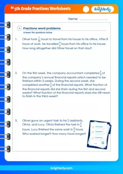FREE 5Th Grade Fractions Worksheets [PDFs] Brighterly