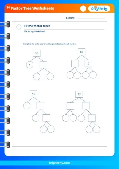 FREE Printable Factor Tree Worksheets [PDFs] Brighterly.com