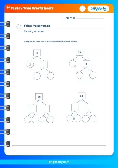 FREE Printable Factor Tree Worksheets [PDFs] Brighterly.com