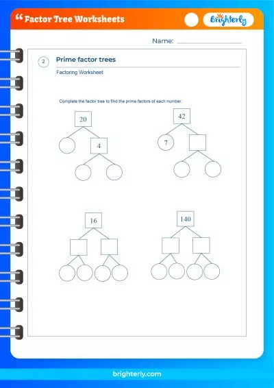 FREE Printable Factor Tree Worksheets [PDFs] Brighterly.com