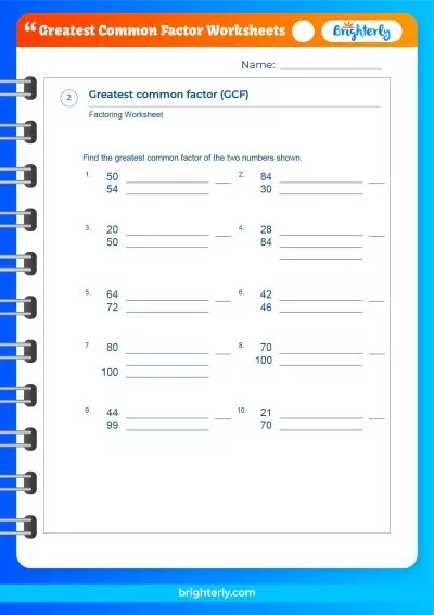 FREE Greatest Common Factor Worksheets [PDFs] Brighterly.com