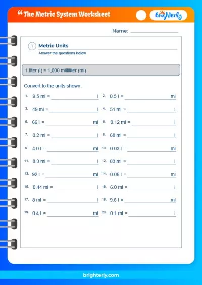 FREE Printable Metric System Worksheets [PDFs] Brighterly.com
