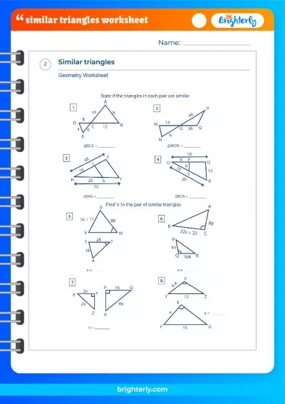 Free Printable Similar Triangles Worksheets [PDF] Brighterly.com