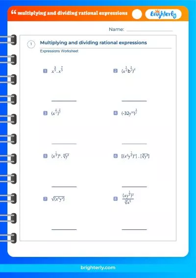 FREE Multiplying and Dividing Rational Expressions Worksheet [PDFs]