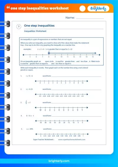 FREE one step inequalities worksheet [PDFs] Brighterly.com