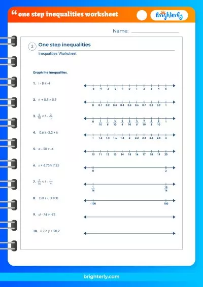 FREE one step inequalities worksheet [PDFs] Brighterly.com