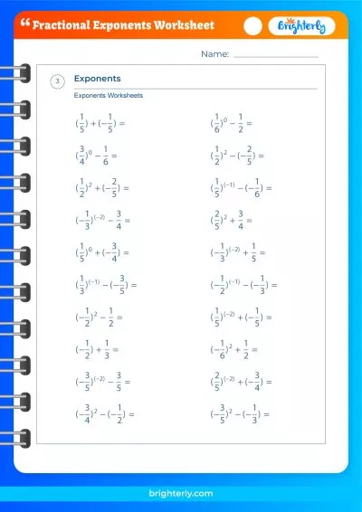 Teaching With a Fractional Exponents Worksheets [PDFs] Brighterly.com