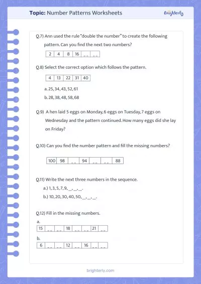Benefits Of Studying With Number Patterns Worksheets For Kids [PDFs ...