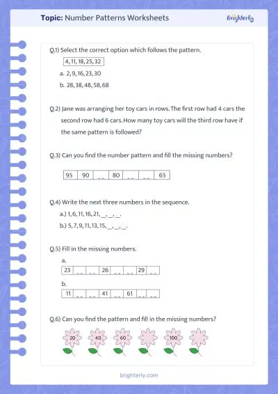 Benefits Of Studying With Number Patterns Worksheets For Kids [PDFs ...